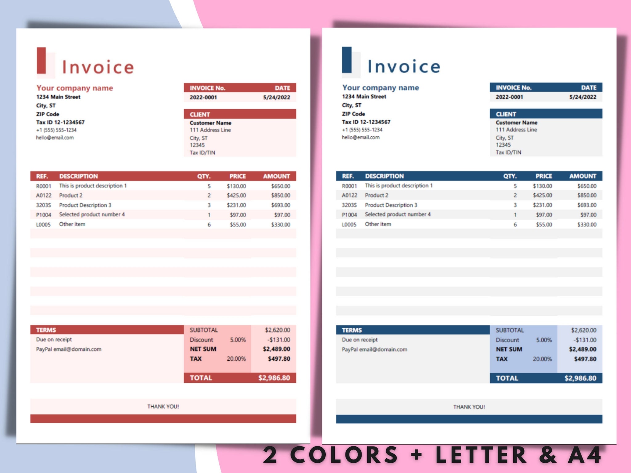 Excel Invoice Template Calculating Invoice Automated Client Dropdown ...
