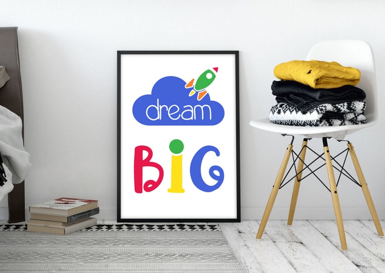 Dream Big Wall Art, Kids Playroom Print, Educational Art Printable ...