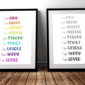 Affirmations for Kids, Kid Affirmations Wall Art, Educational Posters ...