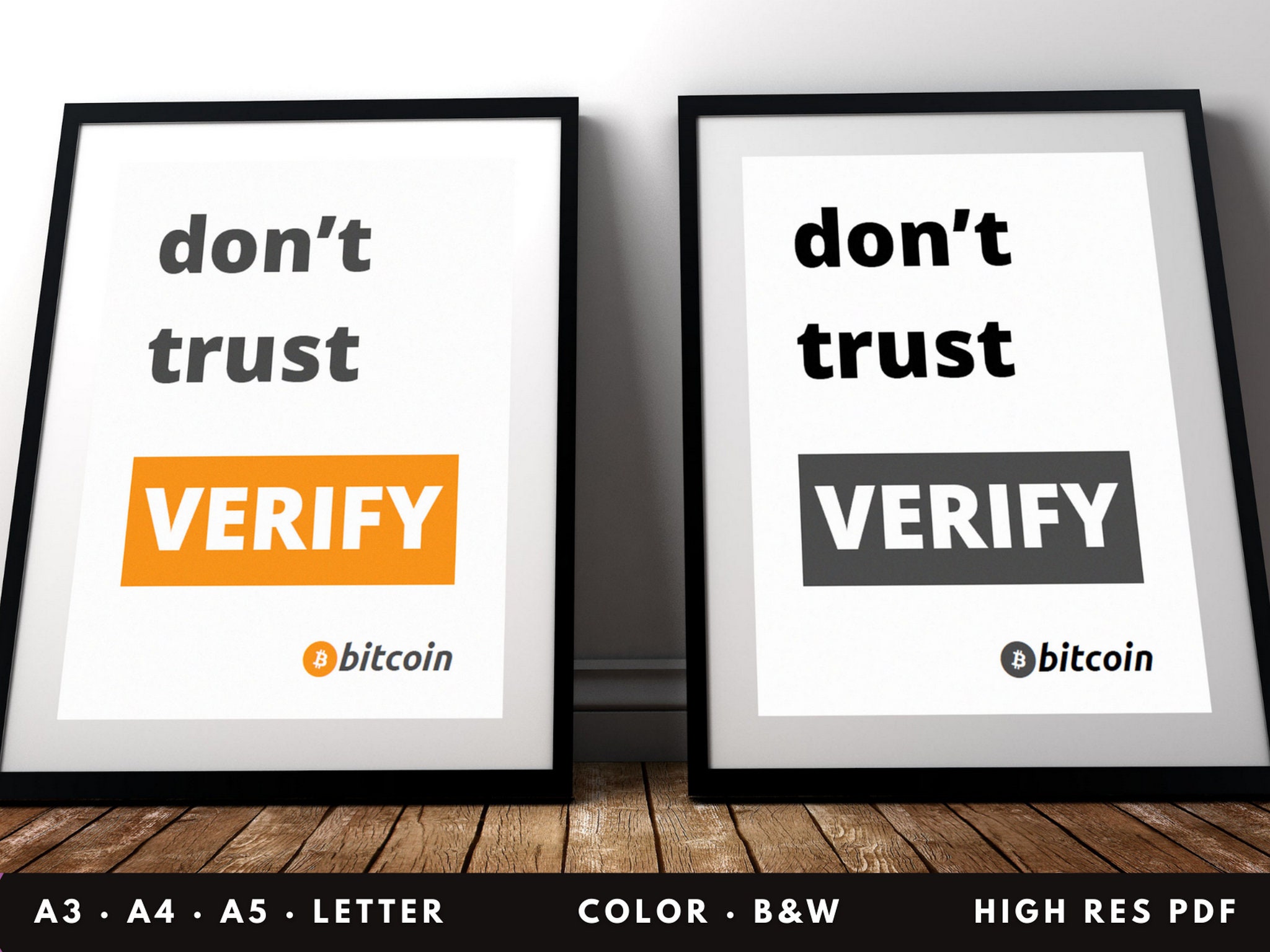 Bitcoin Wall Art Printable. 'don't Trust. Verify' Quote. Digital Wall ...