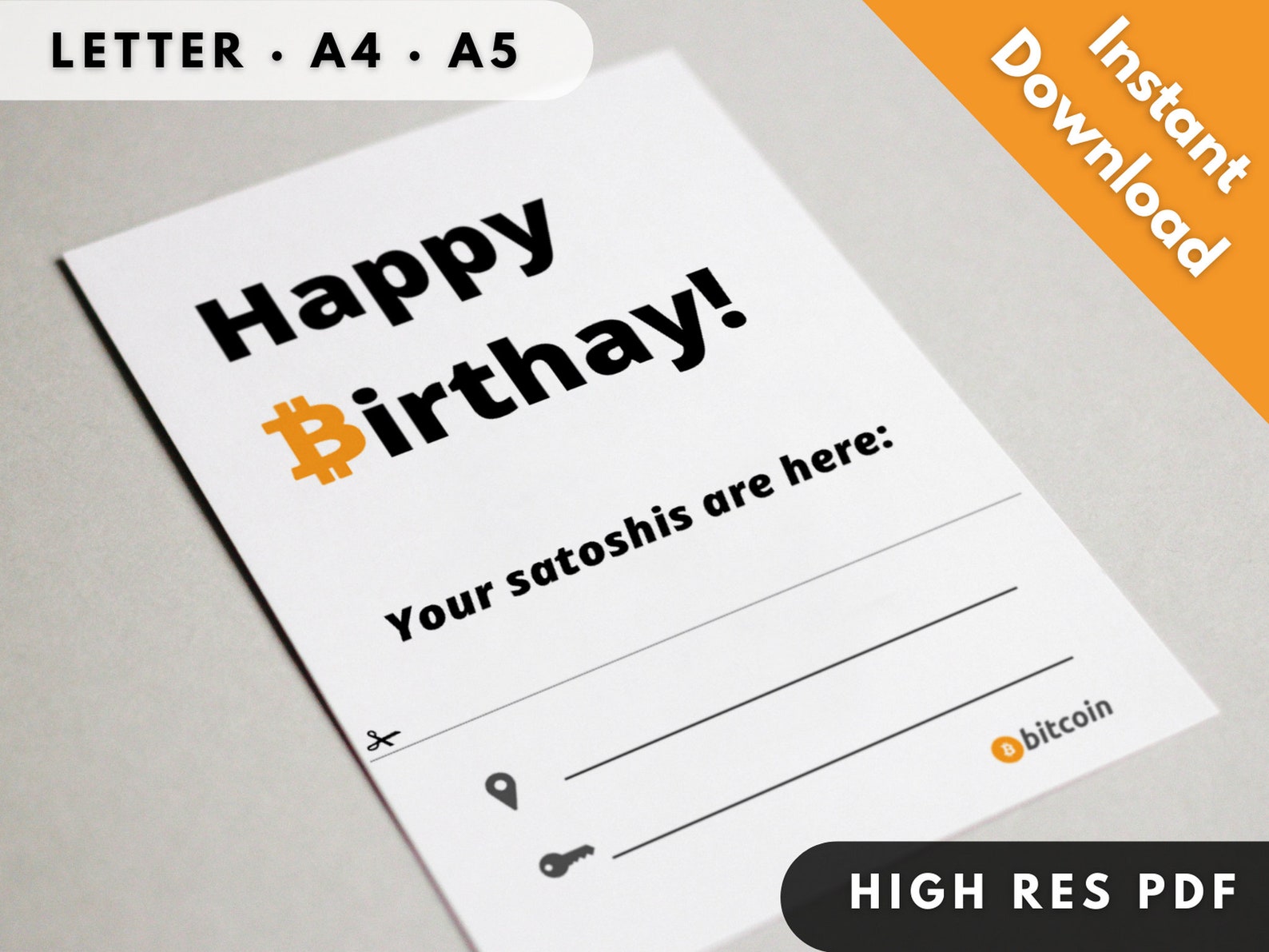 Bitcoin Wallet. Printable Birthday Card. Gift Bitcoin Anniversary Card ...