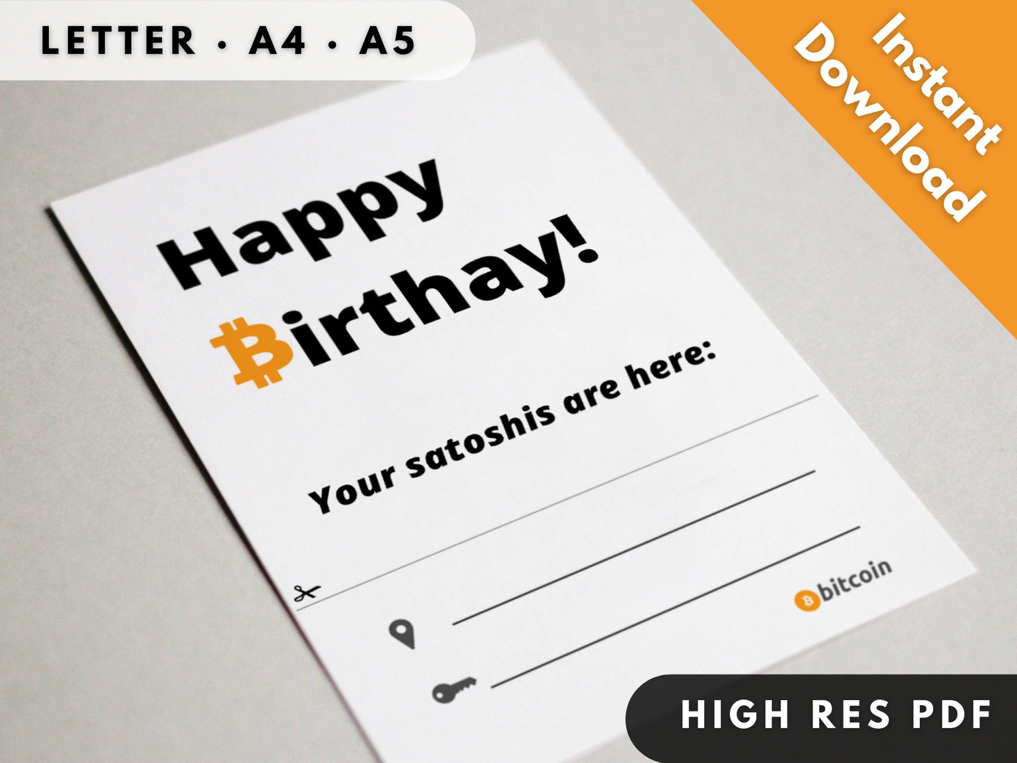 Bitcoin Wallet. Printable Birthday Card. Gift Bitcoin Anniversary Card ...