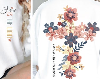 Faith Cross and Flowers DTF Transfer Print Ready to Press - Etsy