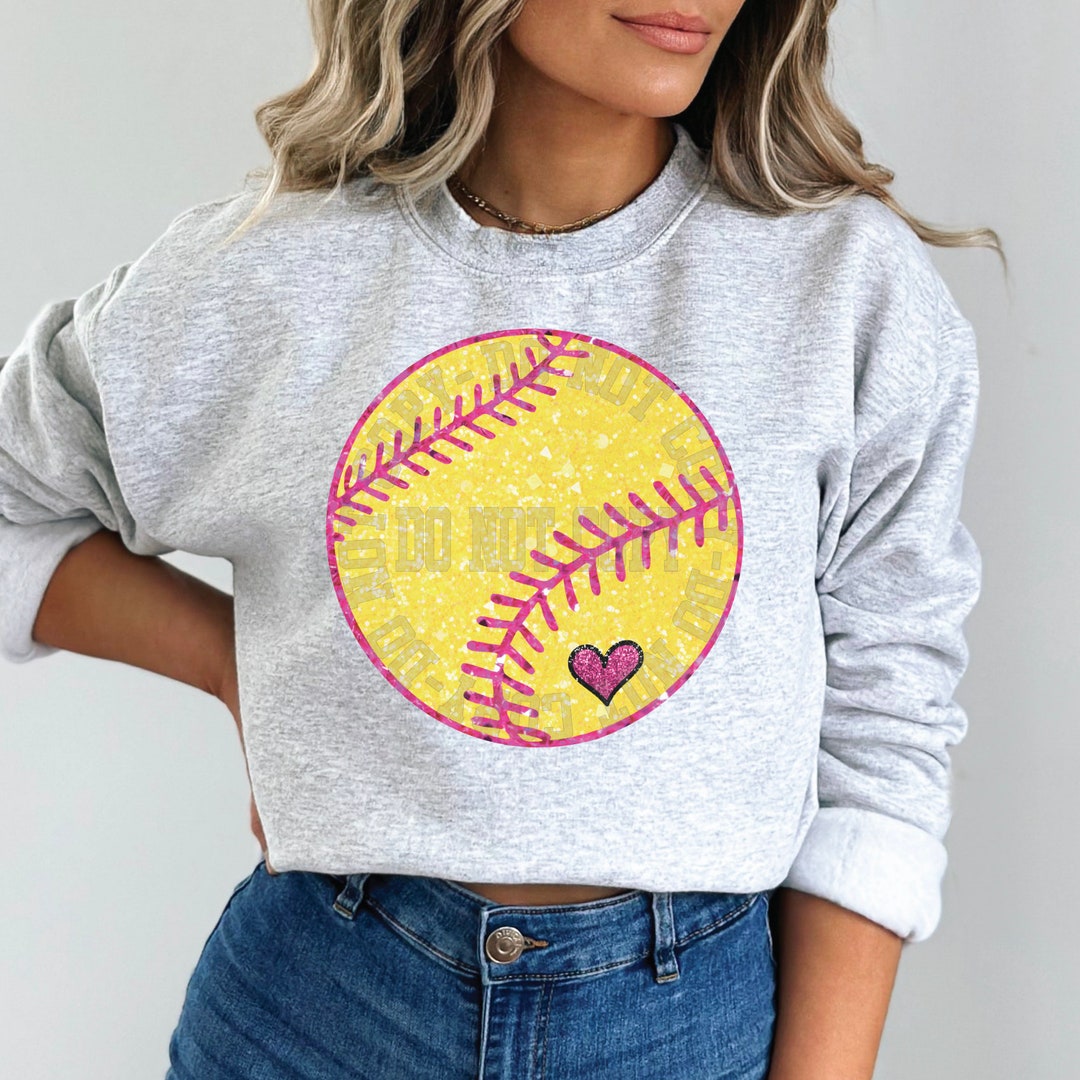 Faux Glitter Softball DTF Transfers, Custom DTF Transfer, Sublimation ...