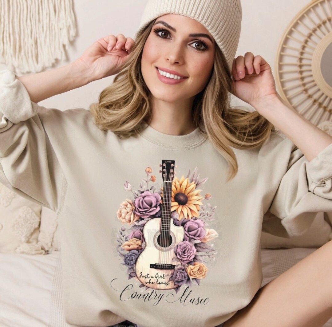 Country Music Floral Guitar Southern DTF Transfers, Custom DTF Transfer ...