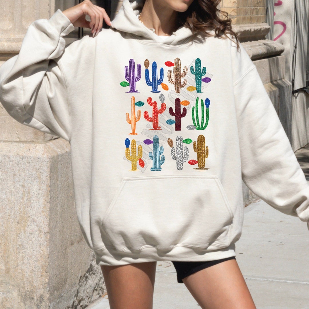 Faux Glitter Christmas Cactus DTF Transfers, Custom DTF Transfer ...