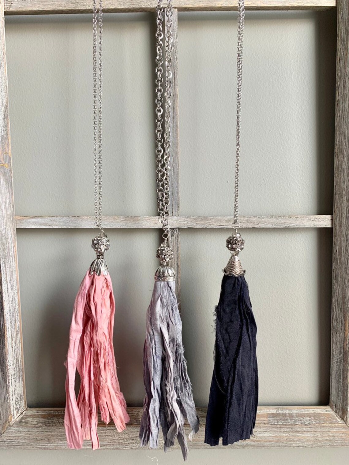 Boho Silk Chain Tassel Necklace | Etsy