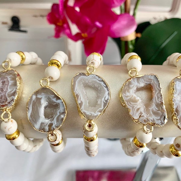 Druzy Stone Bracelet - Etsy