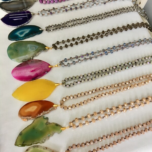 Slice Agate Necklace - Etsy