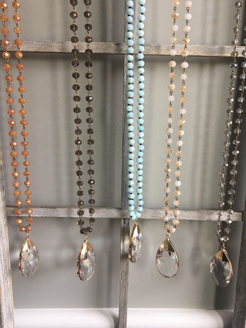 Crystal Drop Bead Necklace - Etsy