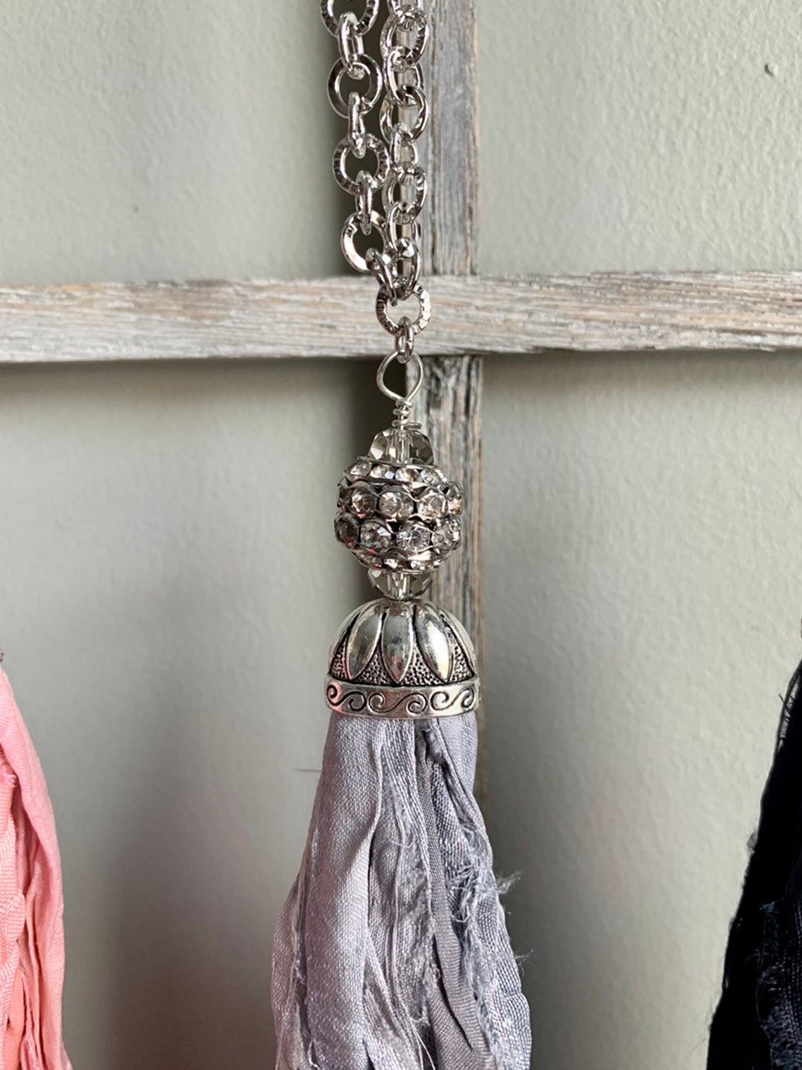 Boho Silk Chain Tassel Necklace - Etsy