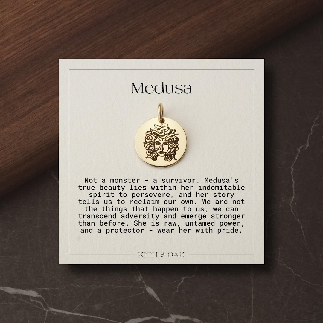 Medusa Charm, Goddess Charm, Gorgon Charm Disc | 14k Gold Fill ...