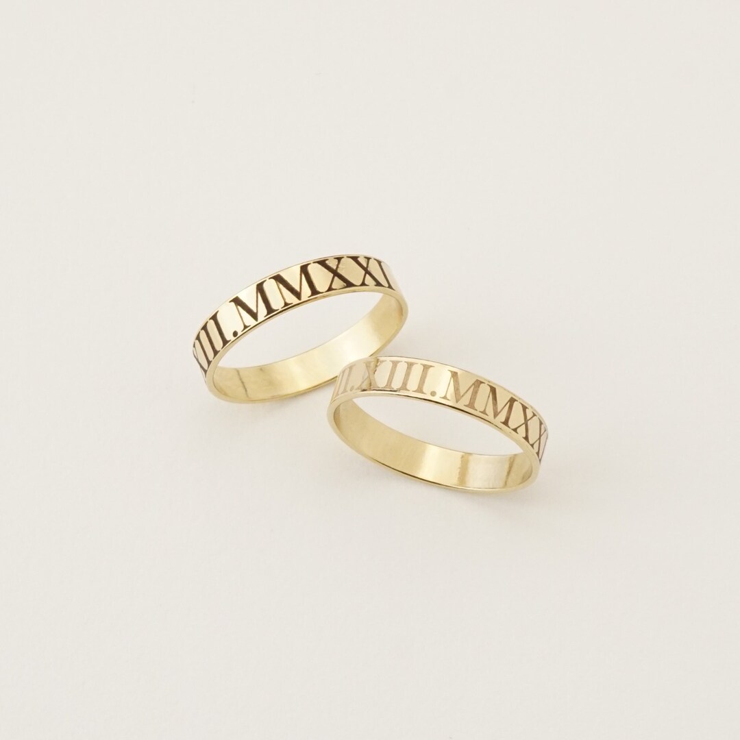 Roman Numerals Band Ring, Personalized Roman Numerals Ring, Roman ...