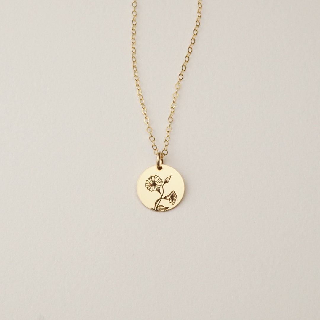 September Birth Flower Pendant Necklace, Morning Glory Necklace, Custom ...