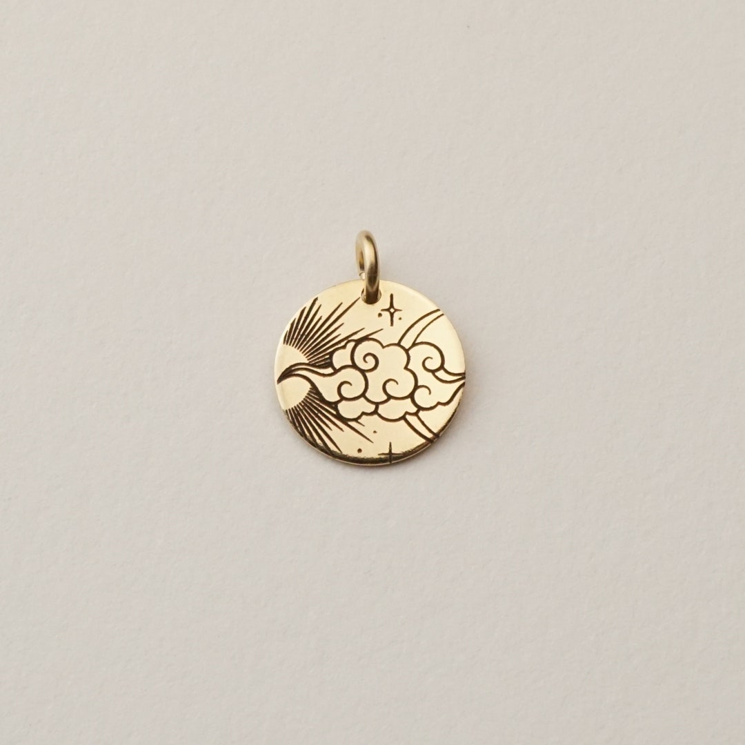 Sun & Moon Charm, Celestial Charm, Solar Lunar Charm Disc | 14k Gold ...