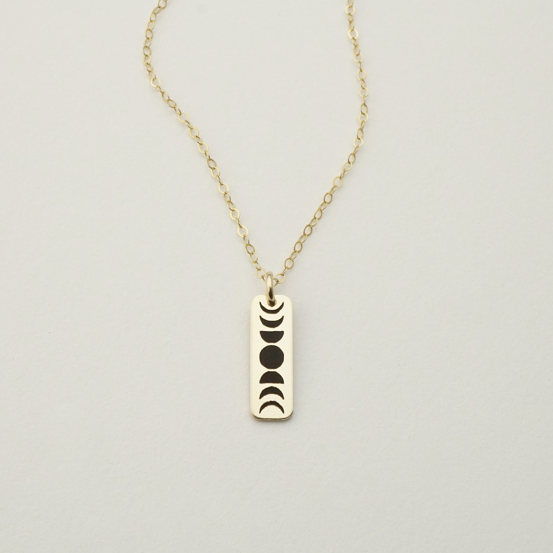 Moon Phase Pendant Necklace, Moon Bar Necklace, Moon Phases Pendant ...