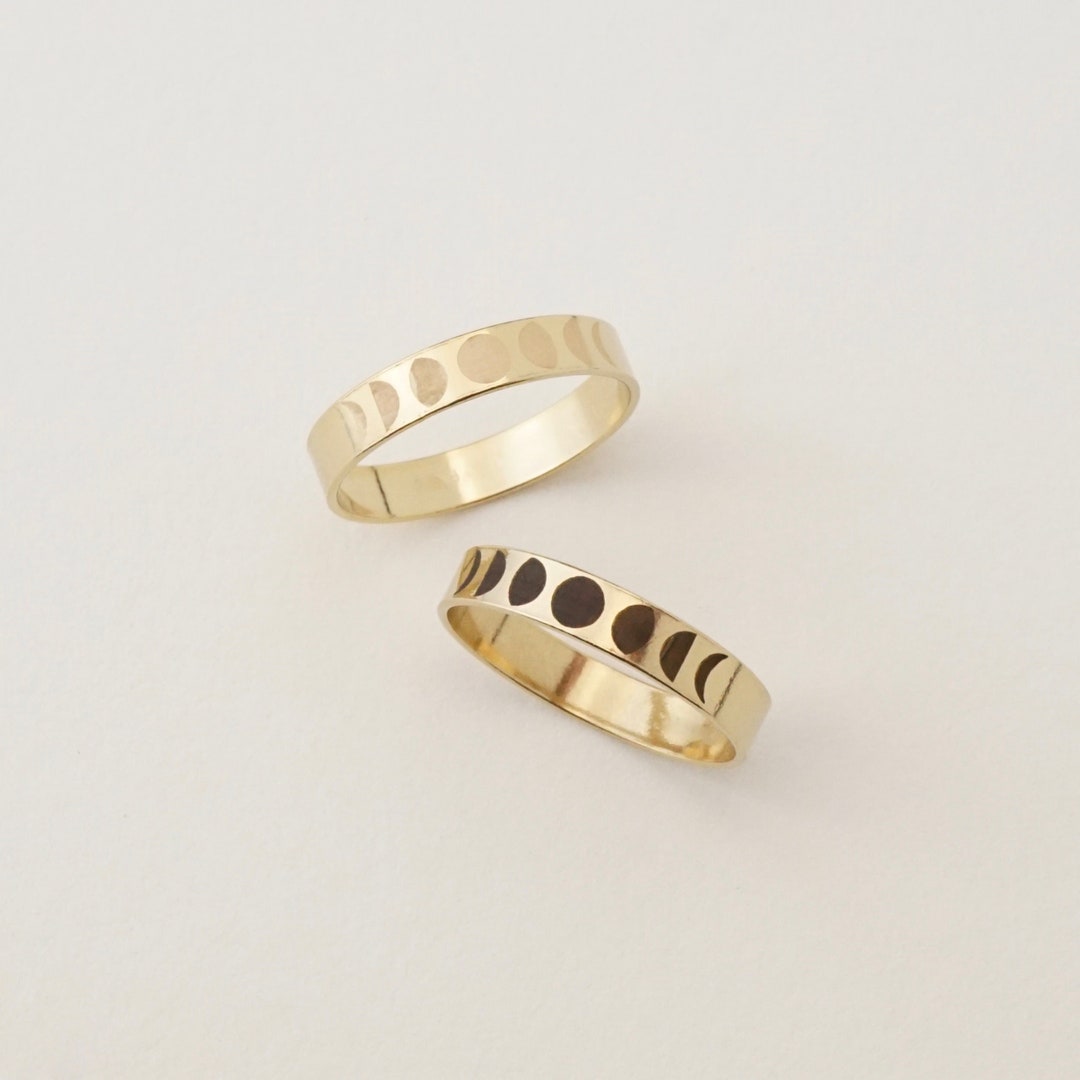 Moon Phases Band Ring, Moon Phase Stacking Ring, Moon Wedding Band ...