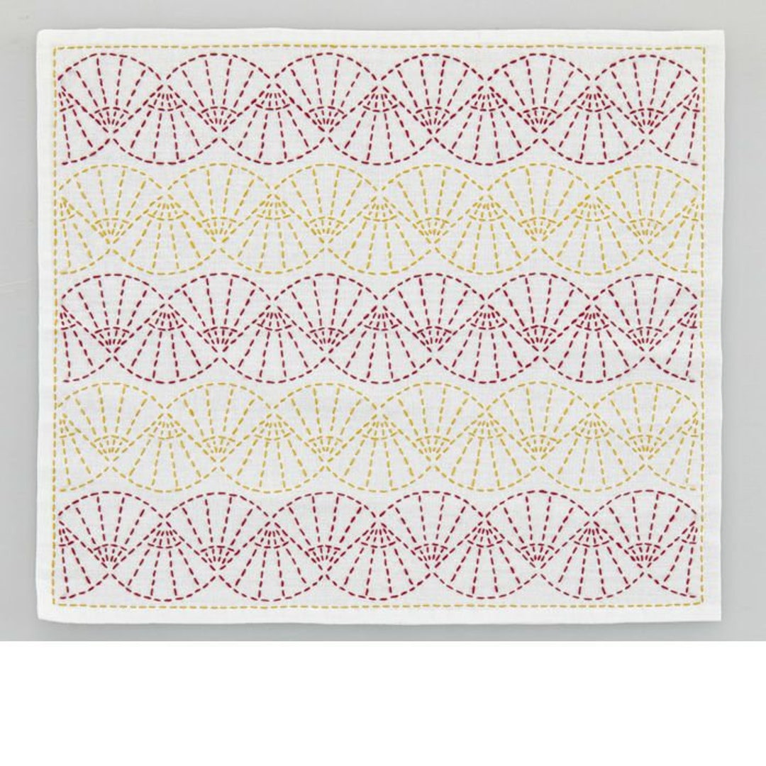 Folding Fan White Cotton Sashiko Stitch on the Preprinted - Etsy