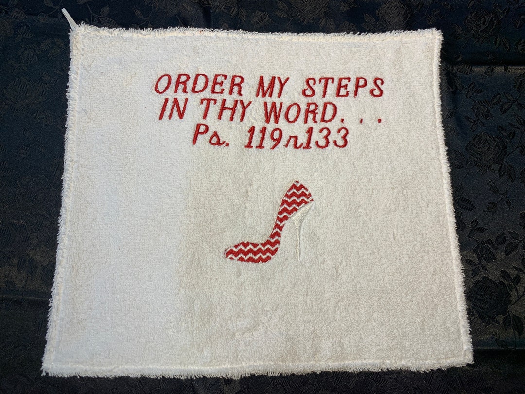 Embroidery Scripture Shoe "order My Steps in Thy Word" Terry Cloth - Etsy