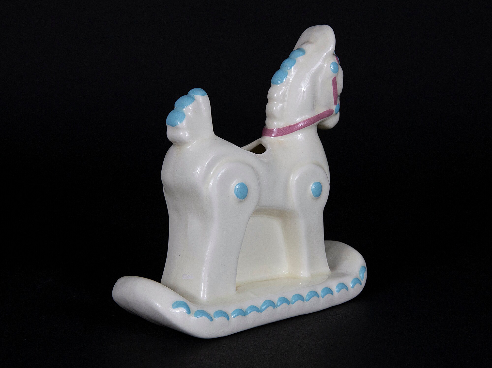 Vintage, Glazed Ceramic Rocking Horse, Nursery Room Decor Piece ...