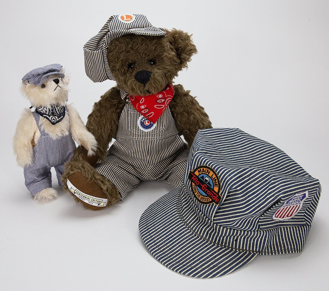 Railroad Engineer Teddy Bears and Engineer's Cap Set - Etsy