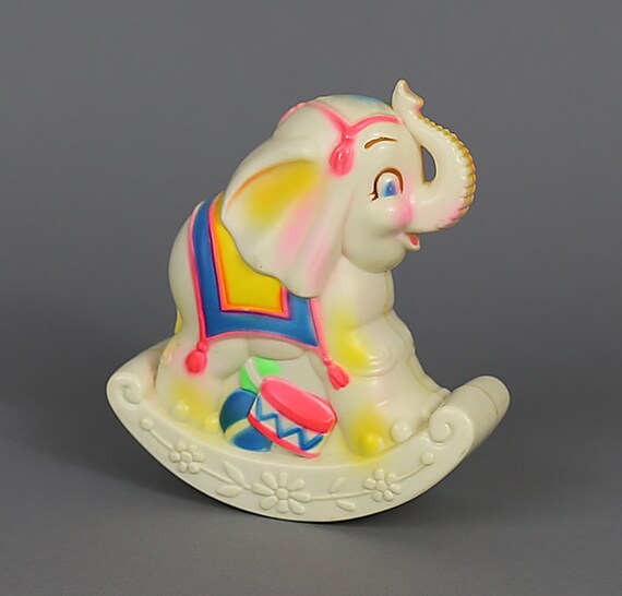 Vintage Hard Plastic Rocking Circus Elephant Baby Toy With | Etsy