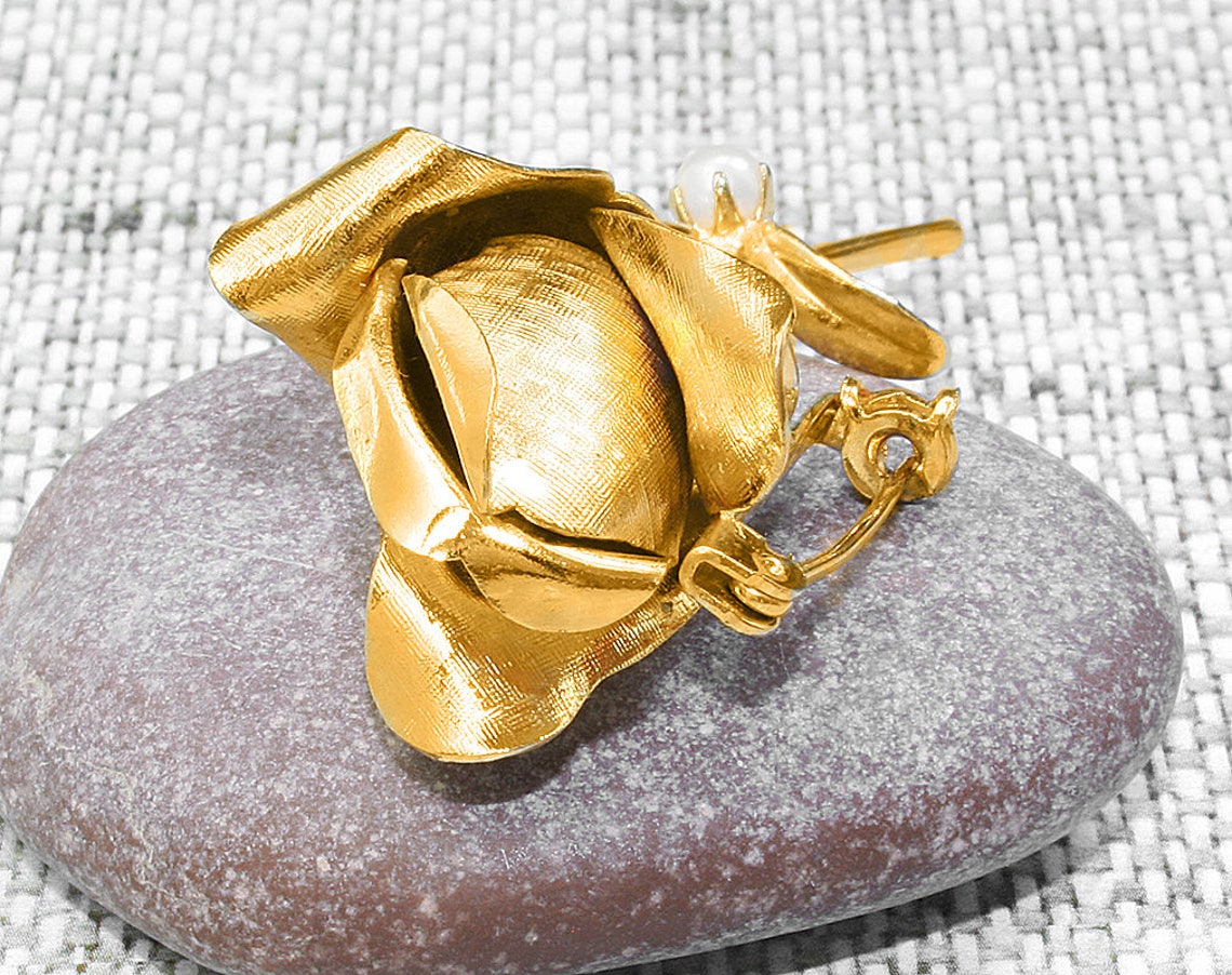 Gold Rose Brooch Bouquet Gold Wedding Brooch Gold Rose Pin | Etsy