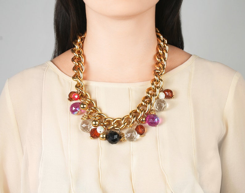 Womens Big Gold Chain Necklace Chunky Gold Chain Necklace | Etsy