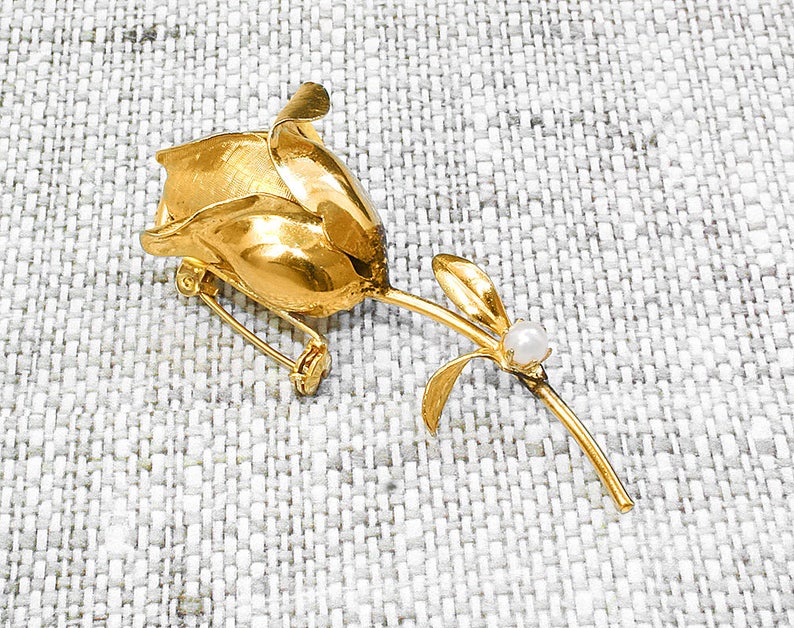 Gold Rose Brooch Bouquet Gold Wedding Brooch Gold Rose Pin | Etsy