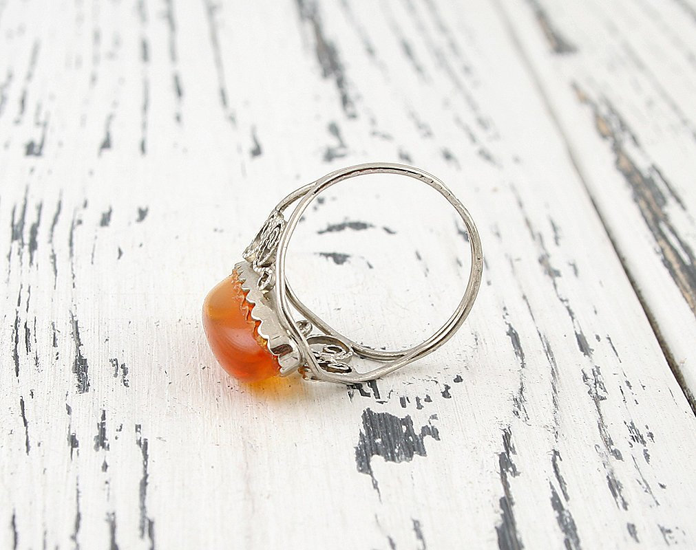 Vintage amber rings Vintage rings Baltic amber ring Amber USSR | Etsy