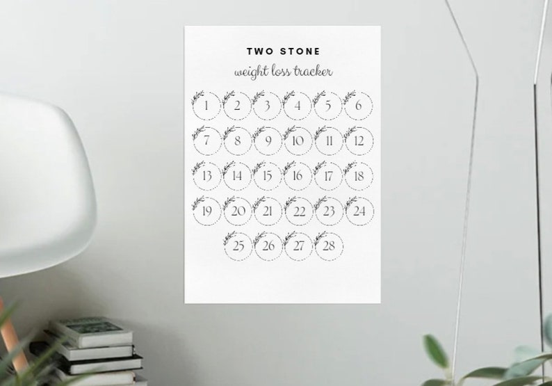 Two Stone Weight Loss Tracker | Printable 28 Pounds (PNG File) - Etsy
