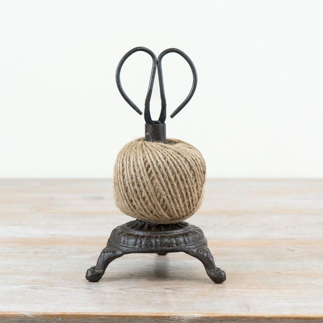 Vintage Style String Tidy & Scissors Set | Cast Iron Twine Holder With ...
