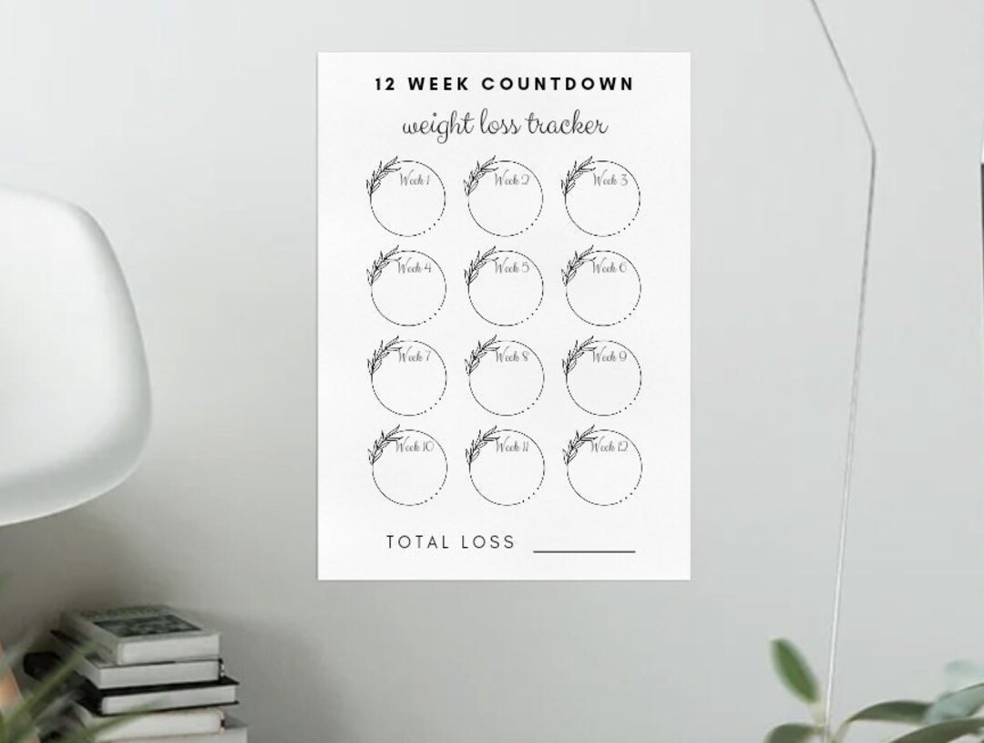 12 Week Printable Weight Loss Tracker | Countdown | Pretty Goal Chart ...
