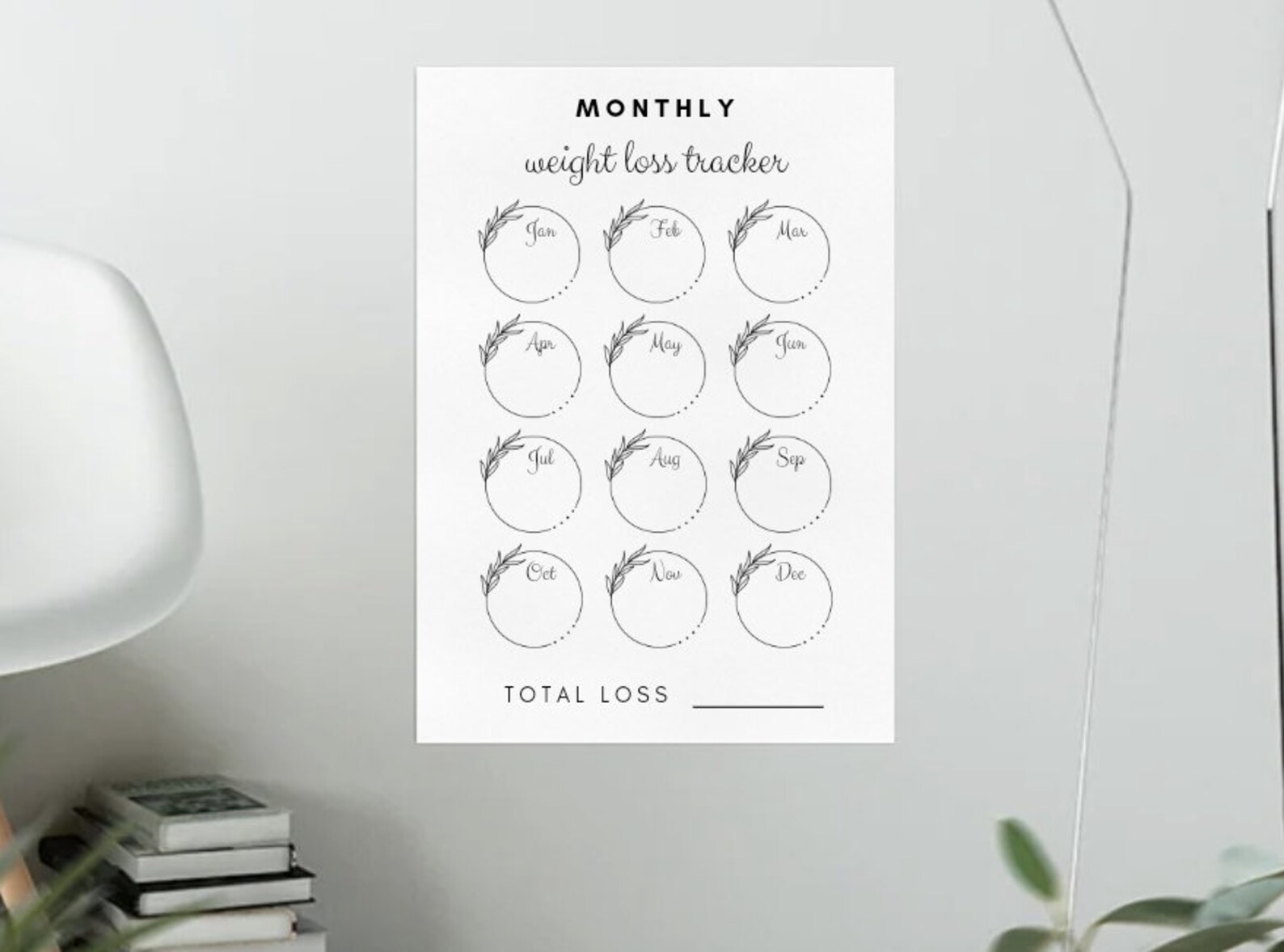 Printable Monthly Weight Loss Tracker | 1 Year Goal Chart (PNG) - Etsy