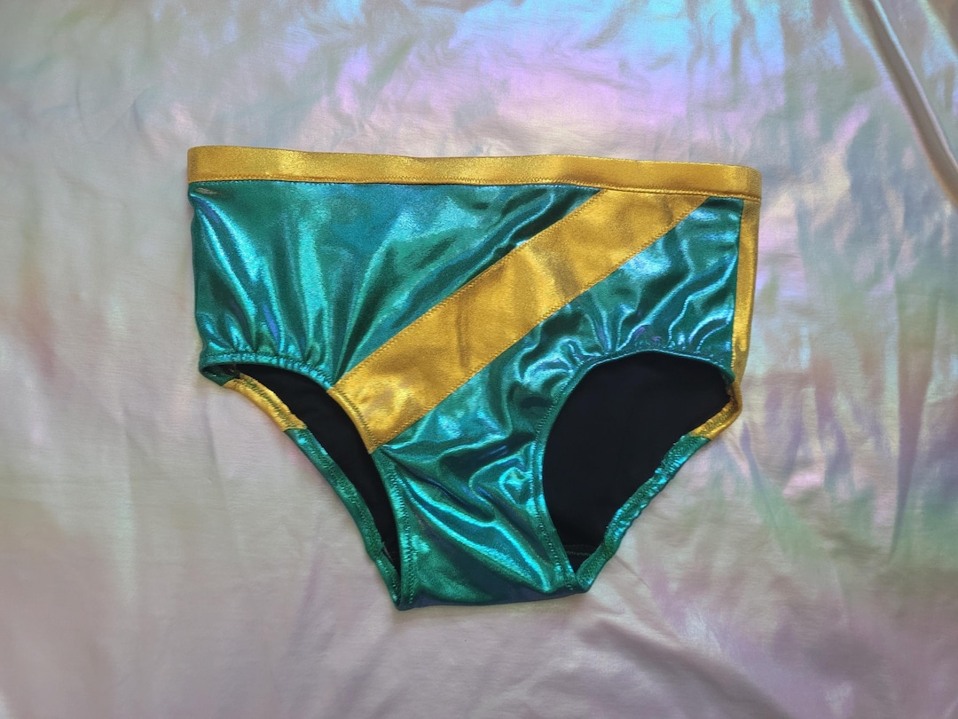 READY TO SHIP Pro Wrestling Trunks Green and Yellow Spandex Wrestler ...