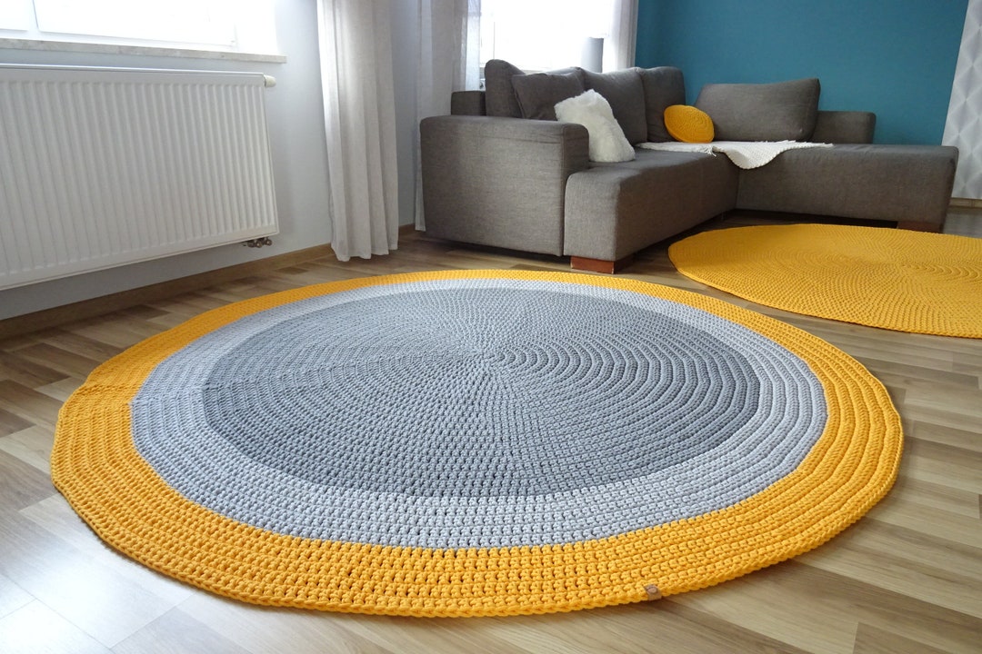 Yellow Round Rug, Large Round Rug, Small Round Rug, Circle Area Rug ...