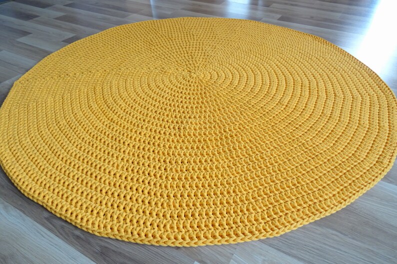 Yellow Round Crochet Rug NURSERY RUG Area Rug Kids | Etsy