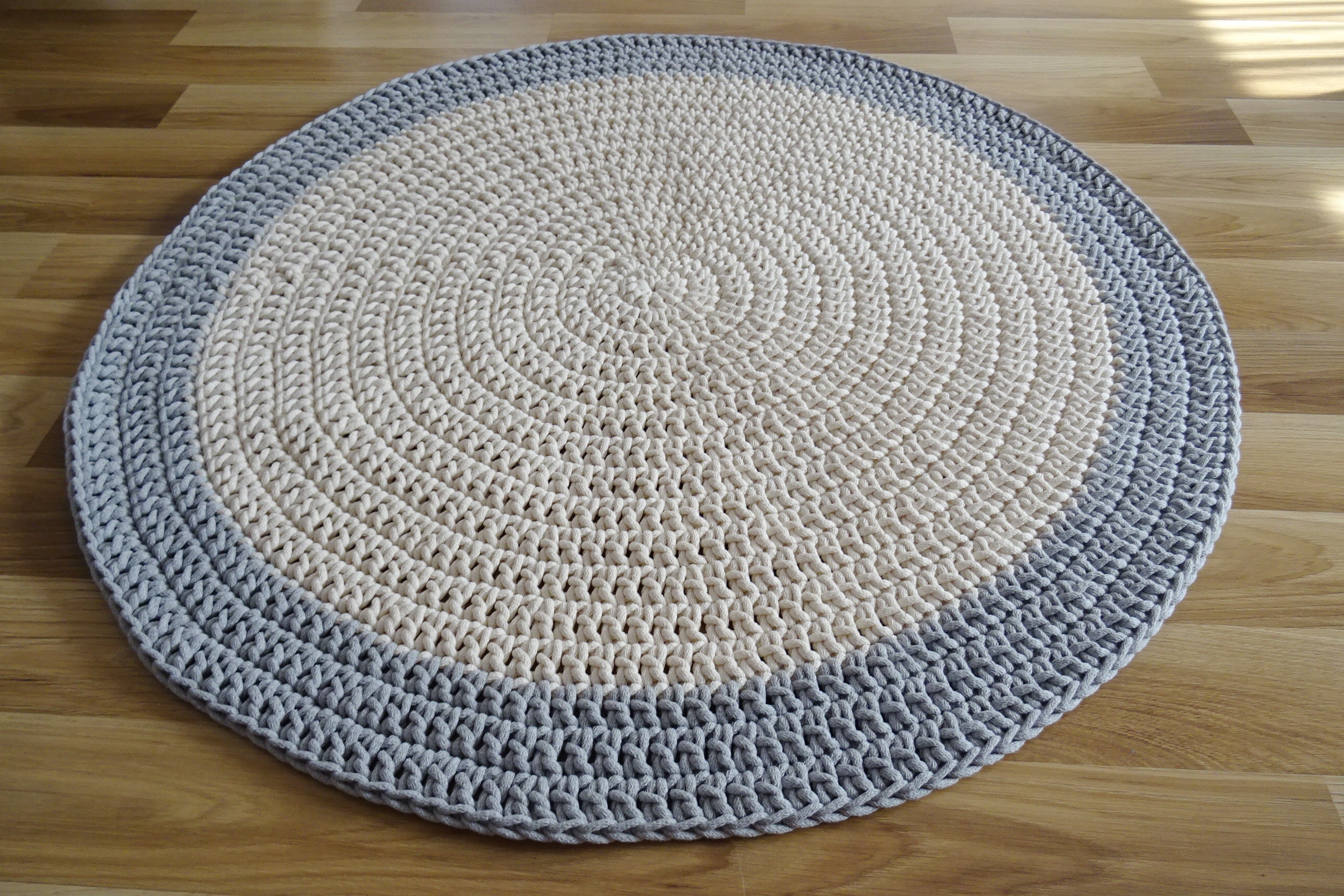 Small round rug corchet round rug gray round rug beige rug | Etsy