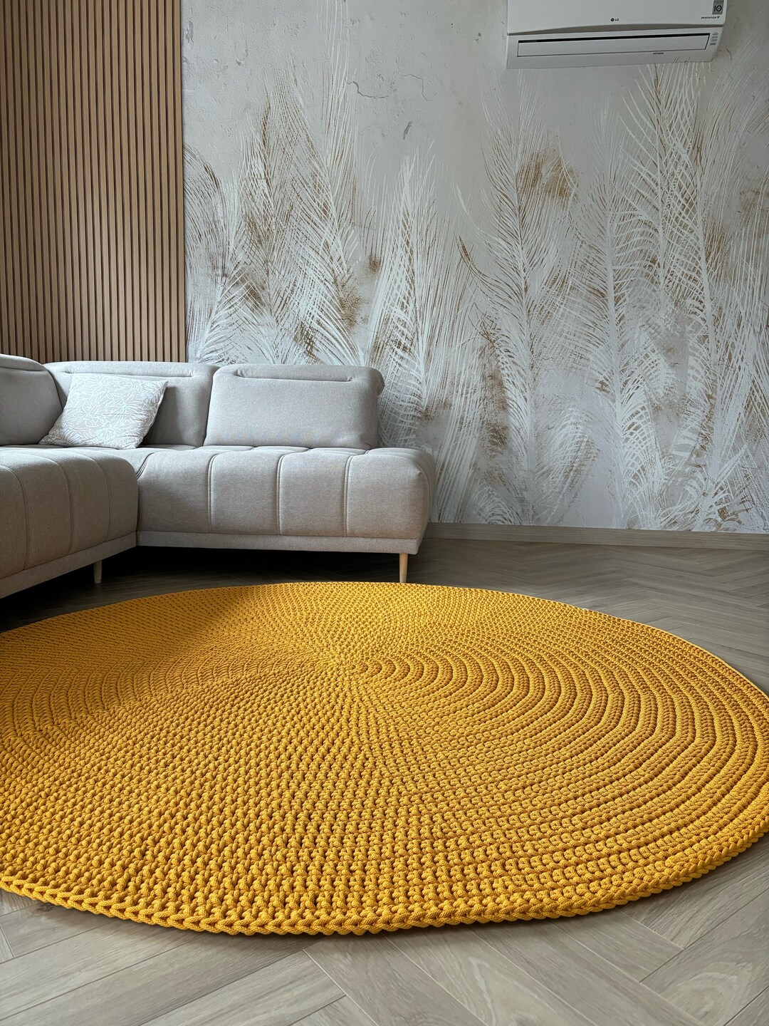 Yellow Crochet Rug: Large Cotton Rug, Nursery Decor - Etsy
