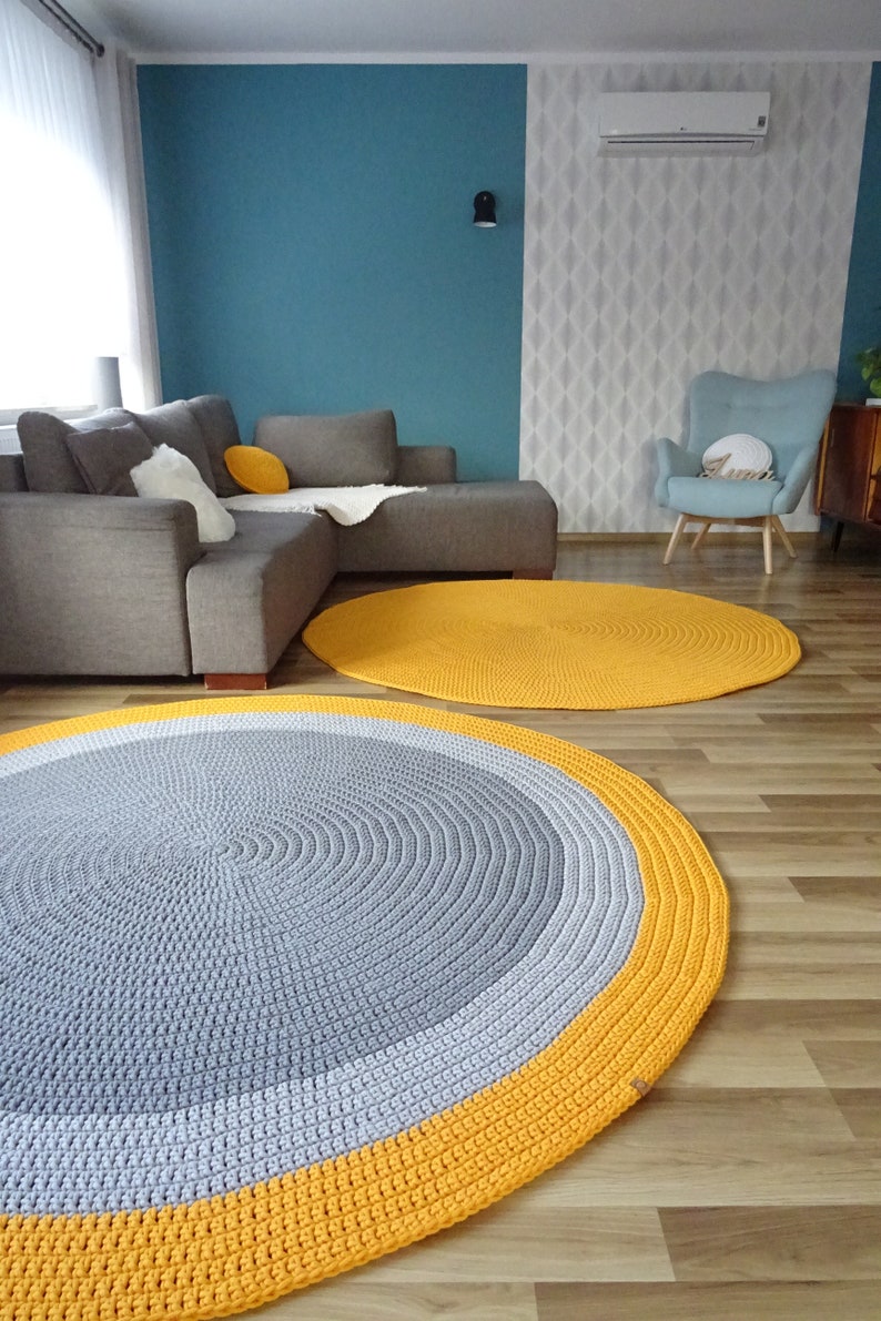 Yellow Round Rug Large Round Rug Small Round Rug Circle - Etsy