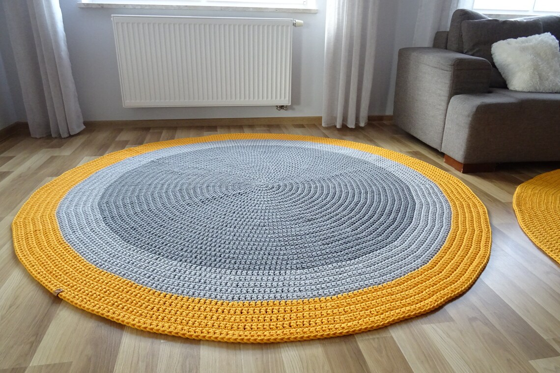 Yellow Round Rug Large Round Rug Small Round Rug Circle - Etsy