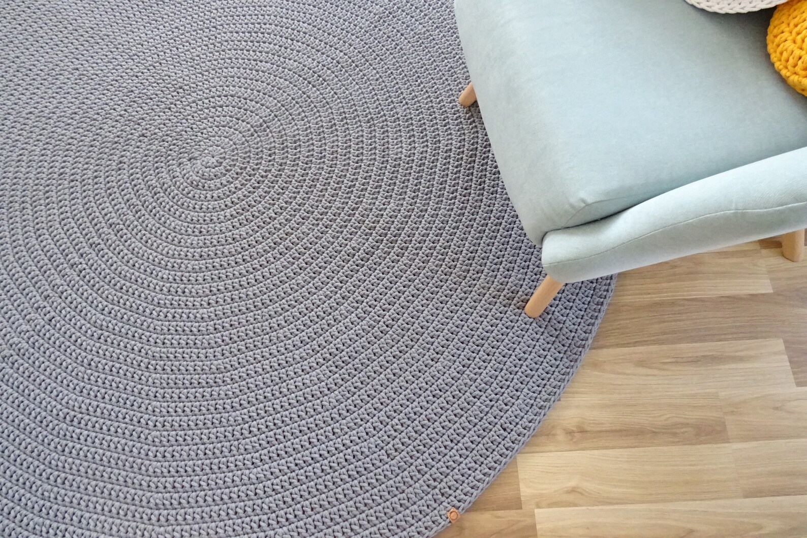Large Round Living Room Rug Round Rug Under Round Table Gray | Etsy