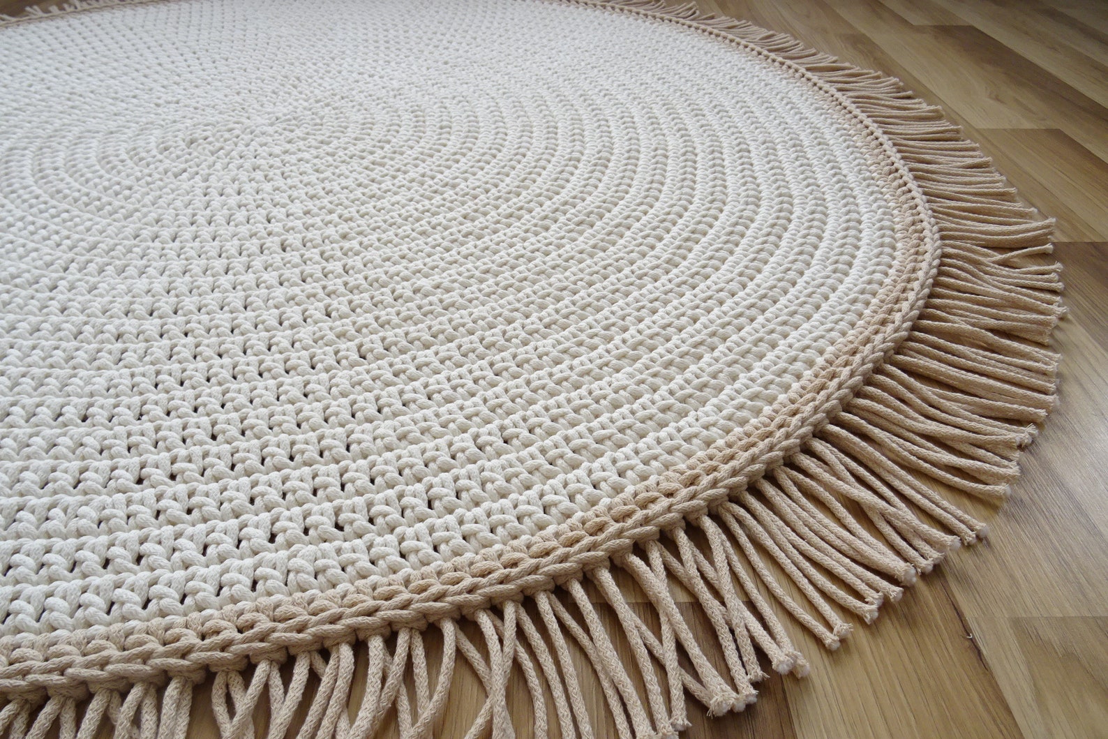 Ivory Round Rug With Fringe Round Nursery Rug Boho Rugs for - Etsy
