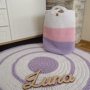 Round Braided Rug, Crochet Round Rug for Nursery, Toddler Room Decor ...
