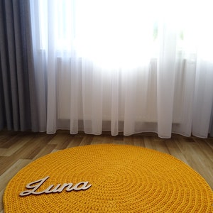 Living Room Round Rug YELLOW ROUND RUG Crochet Rug Washable - Etsy