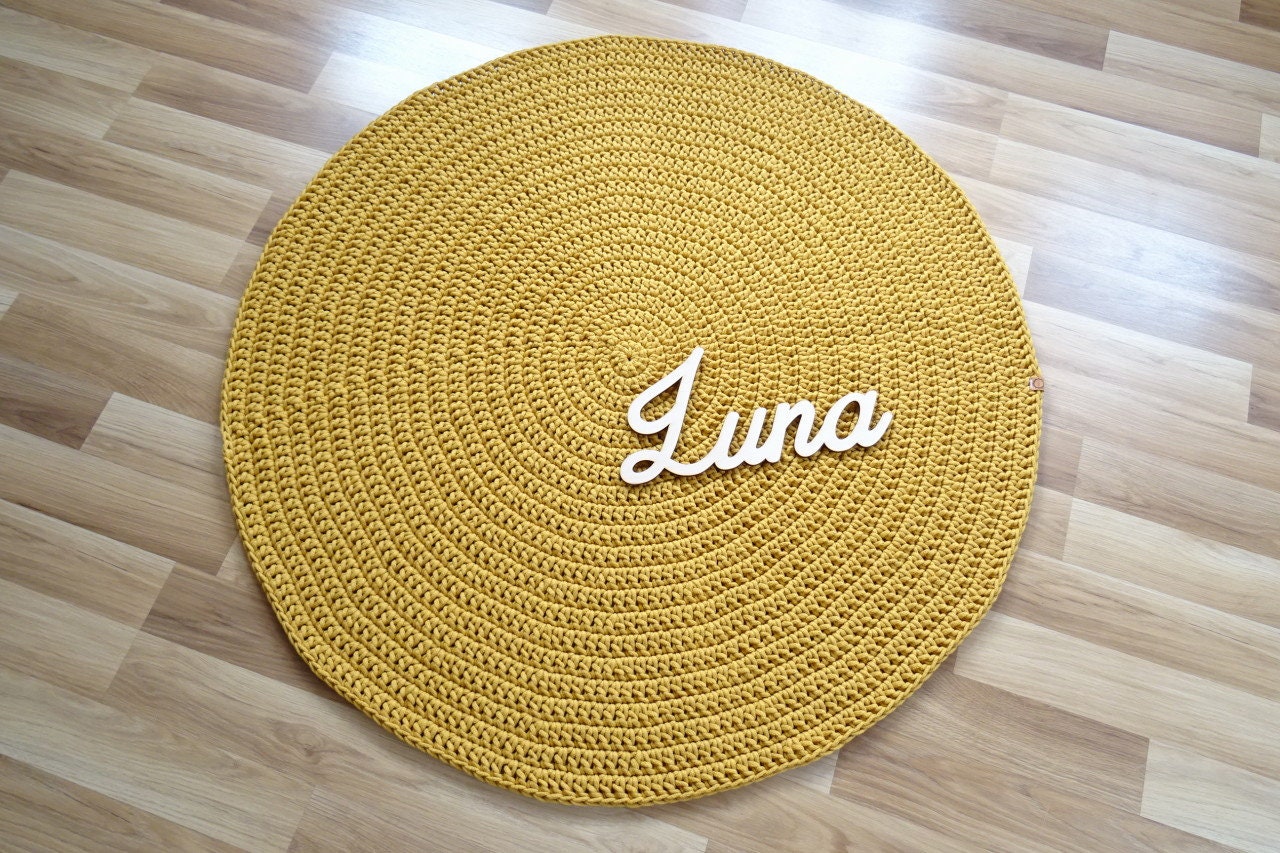 Nursery Round Rug Mustard Yellow Round Rug Crochet Small | Etsy