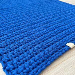 Handmade Blue Table Runner | Woven Cotton Cord | Modern Crochet Home ...