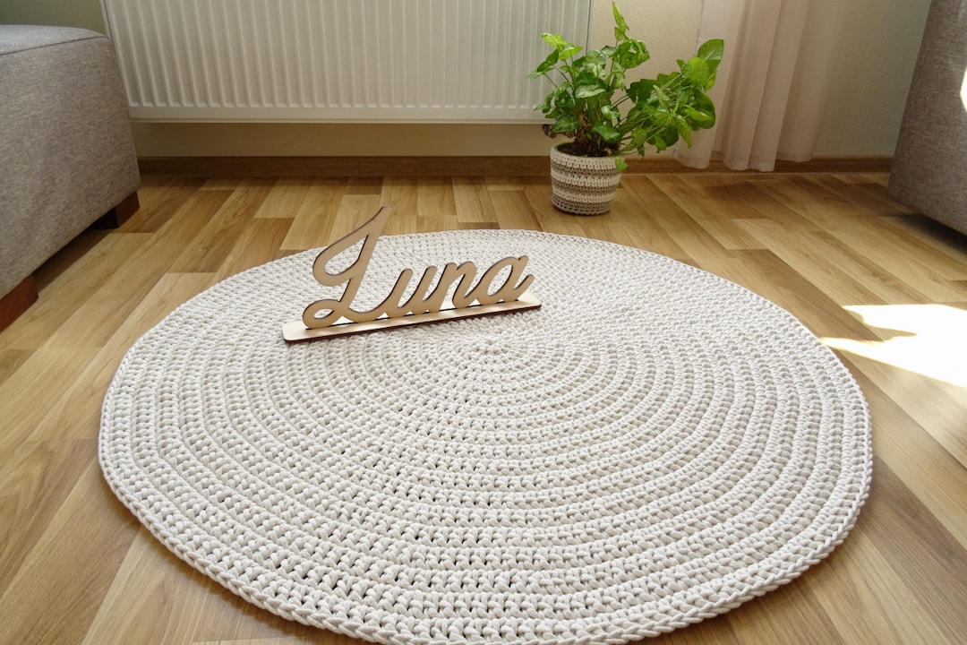 Scandinavian Rug, COTTON ROUND RUG, Braided Rug, Crochet Rug, Rug for ...