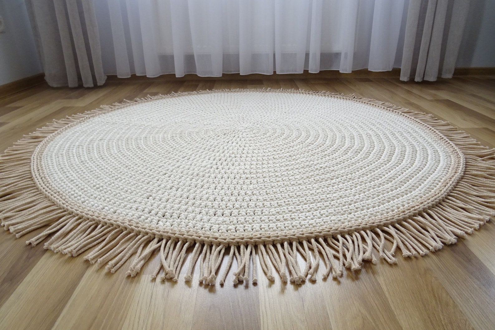 Ivory Round Rug With Fringe Round Nursery Rug Boho Rugs for - Etsy