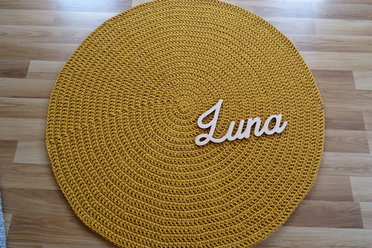 Nursery Round Rug Mustard Yellow Round Rug Crochet Small | Etsy